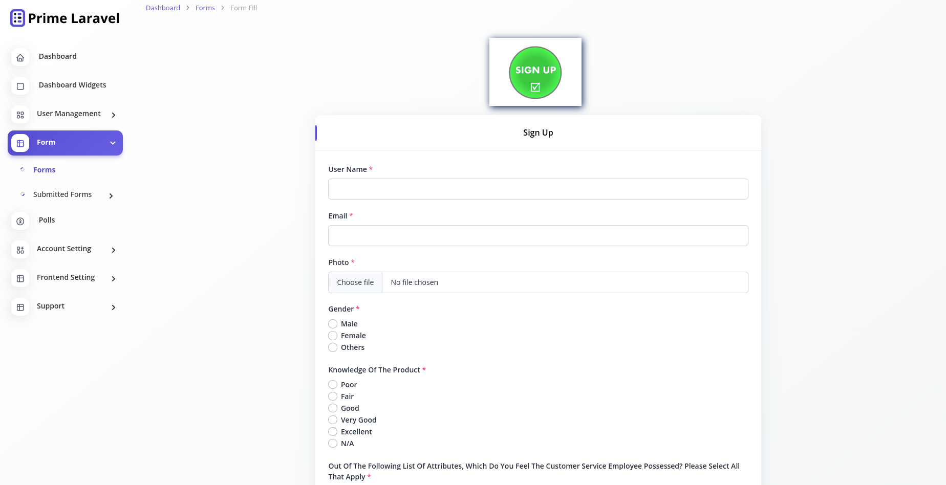 Thuis | Prime Laravel Form Builder